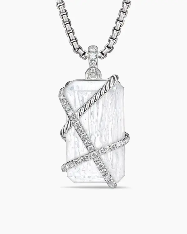 David Yurman Sterling Silver Amulet With Onyx And Diamonds - Crystal