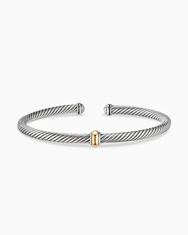 David Yurman Classic Cable Station Bracelet - Sterling Silver/18k Yellow Gold
