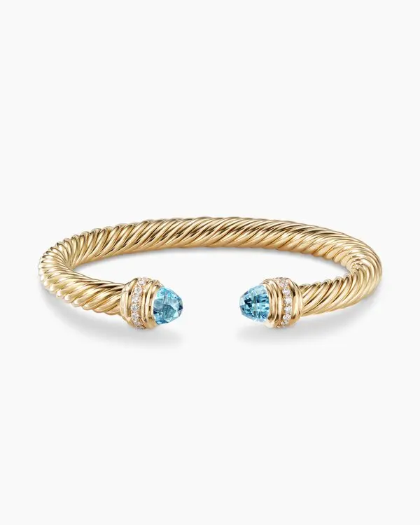 David Yurman Cablespira® Bracelet With Diamonds - Blue Topaz