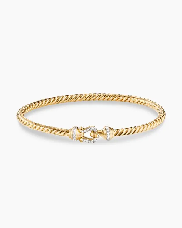 David Yurman 18k Yellow Gold Cablespira® Bracelet With Diamonds - Diamond
