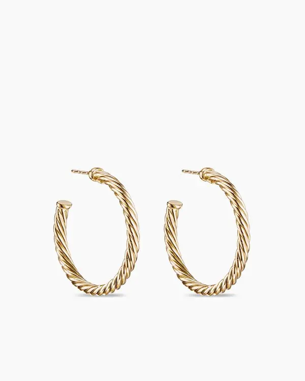 David Yurman 18k Yellow Gold Cablespira® Hoop Earrings - All 18k Yellow Gold