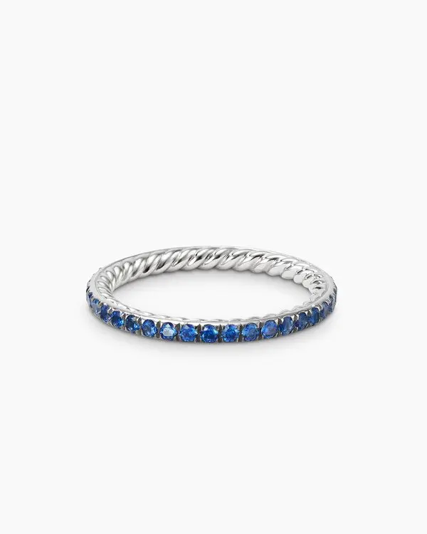 David Yurman Dy Eden Platinum And Band Ring - Sapphire