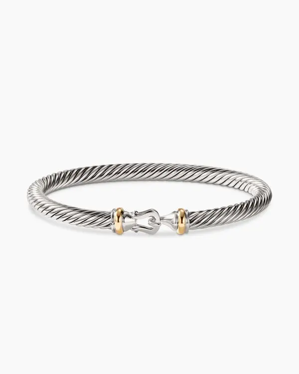 David Yurman Buckle Classic Cable Bracelet - Sterling Silver/18k Yellow Gold