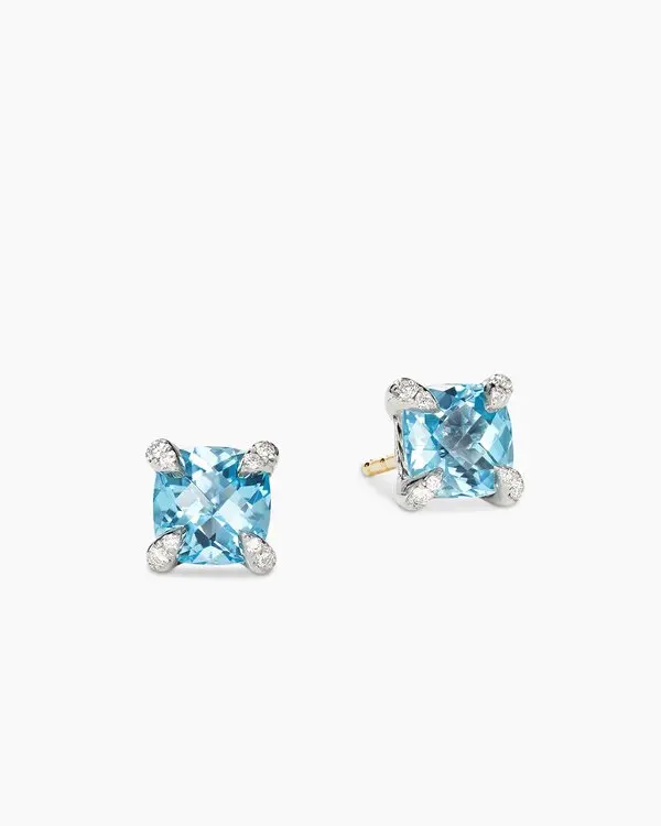 David Yurman Petite Chatelaine Stud Earrings - Blue Topaz