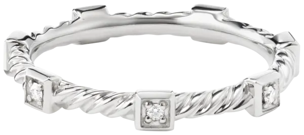 David Yurman Cable Collectibles® Stack Ring With Diamonds - Diamond