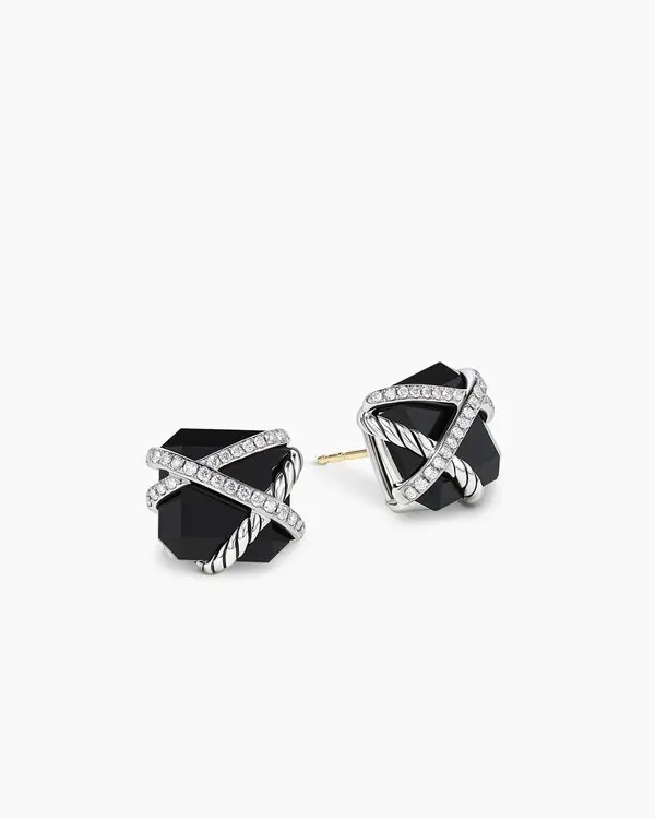 David Yurman Cable Wrap Stud Earrings - Black Onyx