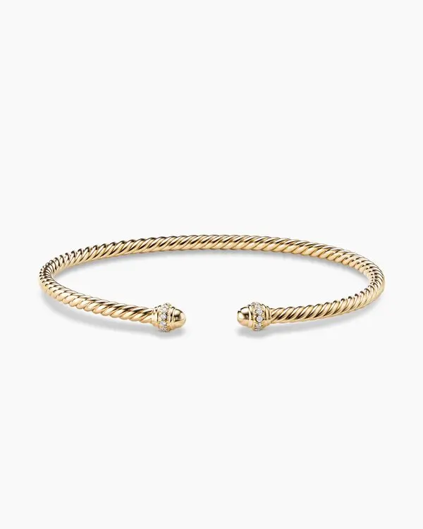 David Yurman Cablespira® Bracelet In 18k Yellow Gold With Diamonds - Diamond