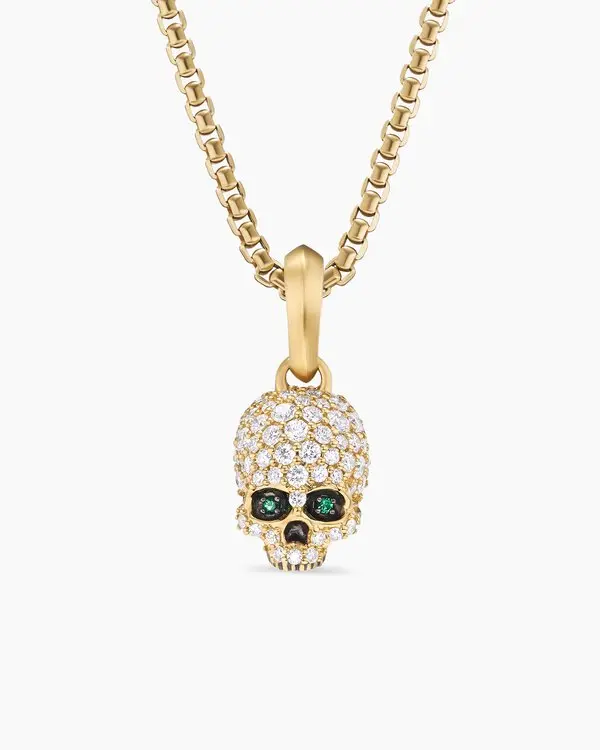David Yurman Memento Mori Skull Pendant - Diamond/emerald