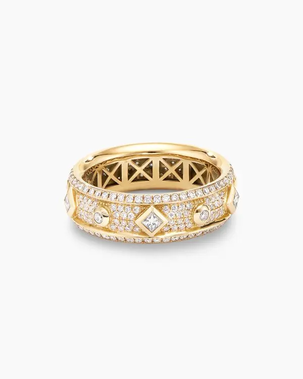David Yurman 18k Yellow Gold Band Ring - Diamond