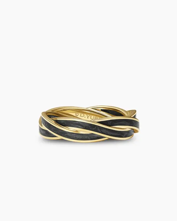 David Yurman Dy Helios™ 18k Yellow Gold Band Ring - Forged Carbon
