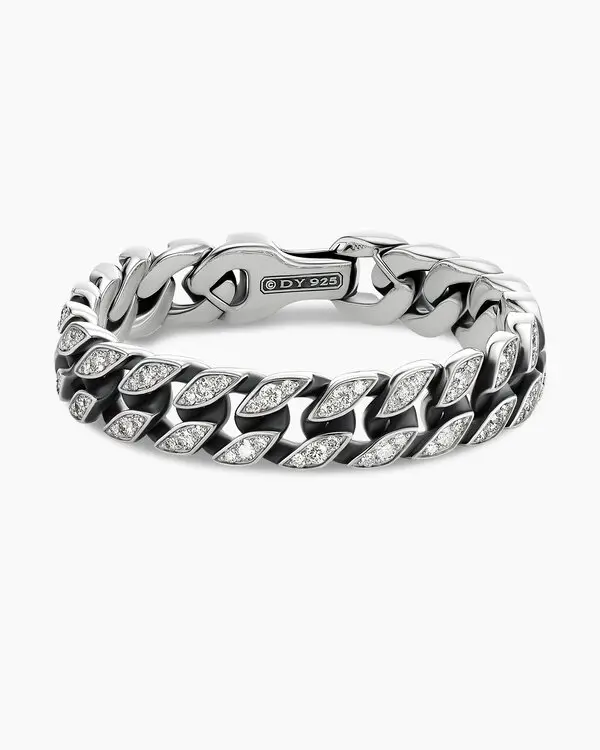 David Yurman Curb Chain Bracelet With Black Diamonds - Diamond