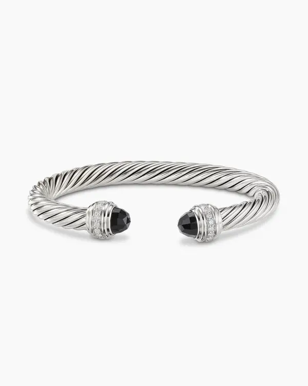 David Yurman Classic Cable Bracelet With Onyx And Diamonds - Black Onyx
