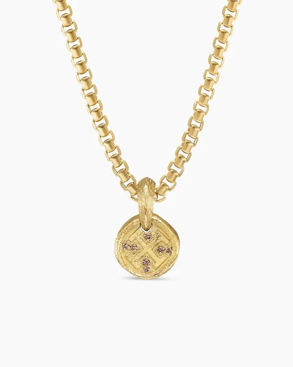 David Yurman Shipwreck Coin Amulet In 18k Yellow Gold - Cognac Diamond