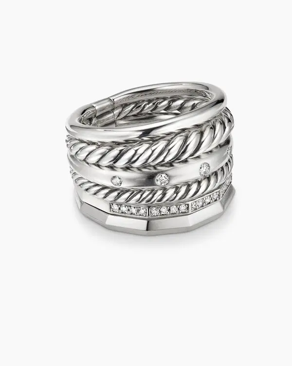 David Yurman Sterling Silver Stax Six-row Ring - Diamond