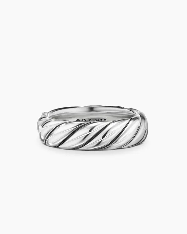 David Yurman Sculpted Cable Band Ring - All Sterling Silver