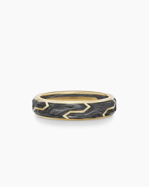 David Yurman Band Ring In 18k Yellow Gold - Forged Carbon