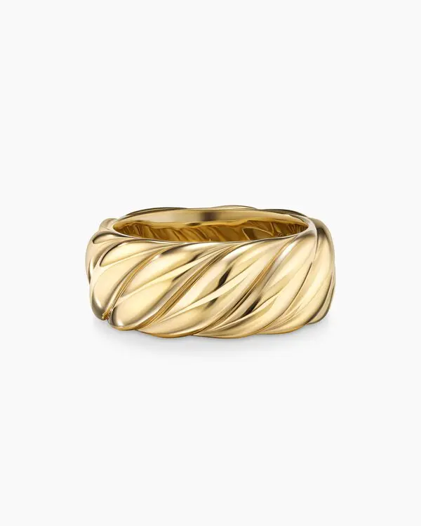 David Yurman Sculpted Cable Band Ring - All 18k Yellow Gold