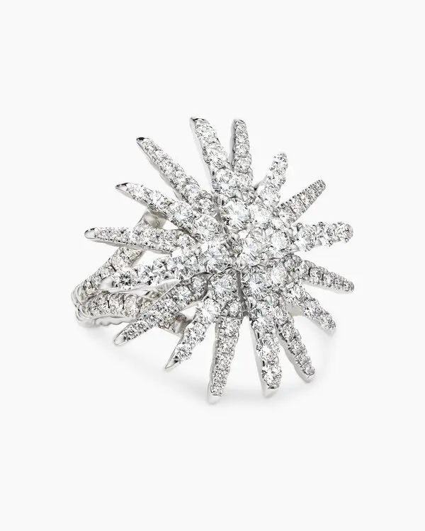 David Yurman 18k White Gold Starburst Ring - Diamond