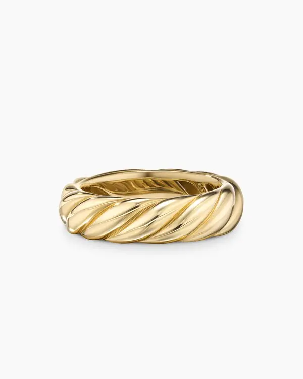 David Yurman Sculpted Cable Band Ring - All 18k Yellow Gold