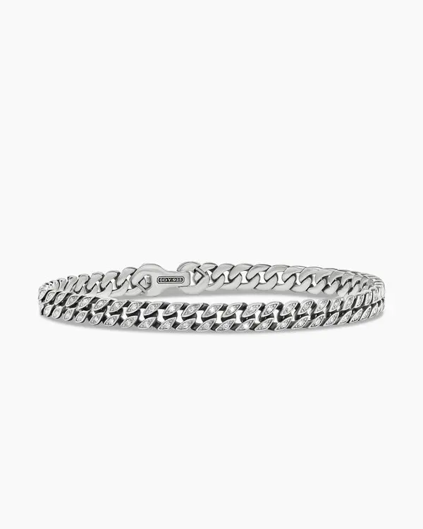 David Yurman Curb Chain Bracelet With Black Diamonds - Diamond