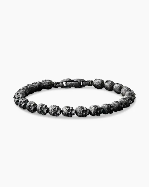 David Yurman Sterling Silver Memento Mori Skull Bead Bracelet - All Sterling Silver