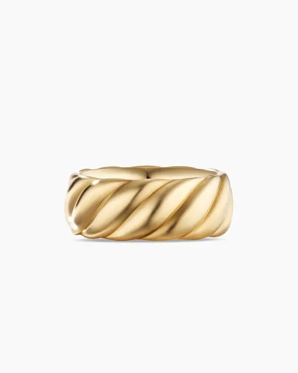David Yurman Sculpted Cable Contour Band Ring - All 18k Yellow Gold