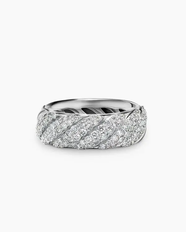 David Yurman Sculpted Cable Band Ring With Diamonds - Diamond