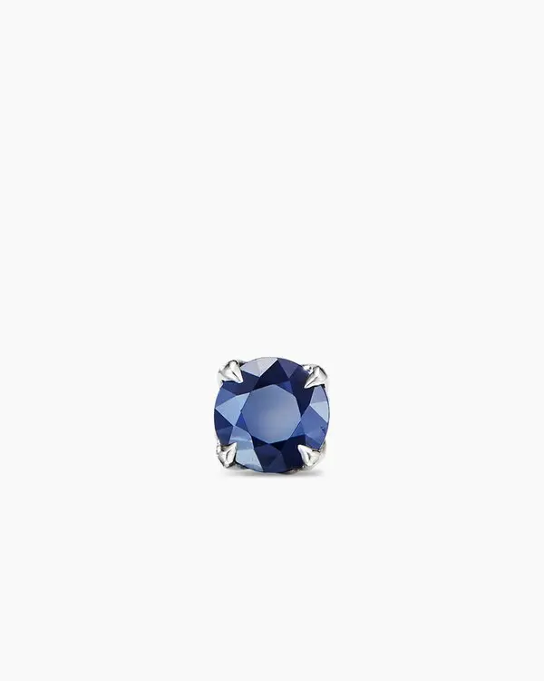 David Yurman Sterling Silver Stud Earring With Diamond - Sapphire