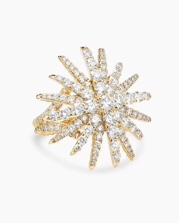 David Yurman 18k Yellow Gold Starburst Ring With Diamonds - Diamond