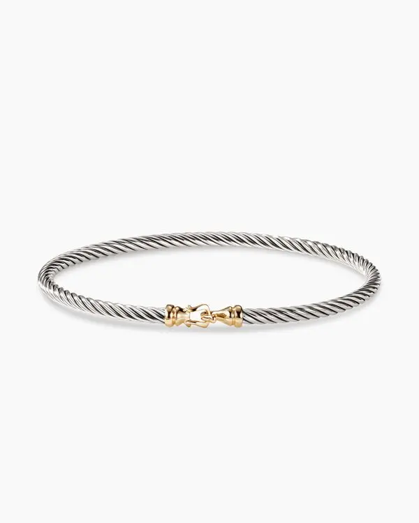 David Yurman Buckle Classic Cable Bracelet - Sterling Silver/18k Yellow Gold