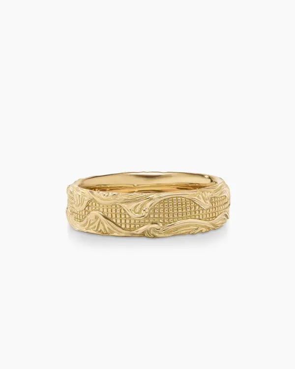 David Yurman Waves 18k Yellow Gold Band Ring - All 18k Yellow Gold