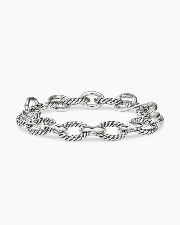 David Yurman Sterling Silver Oval Link Chain Bracelet - All Sterling Silver