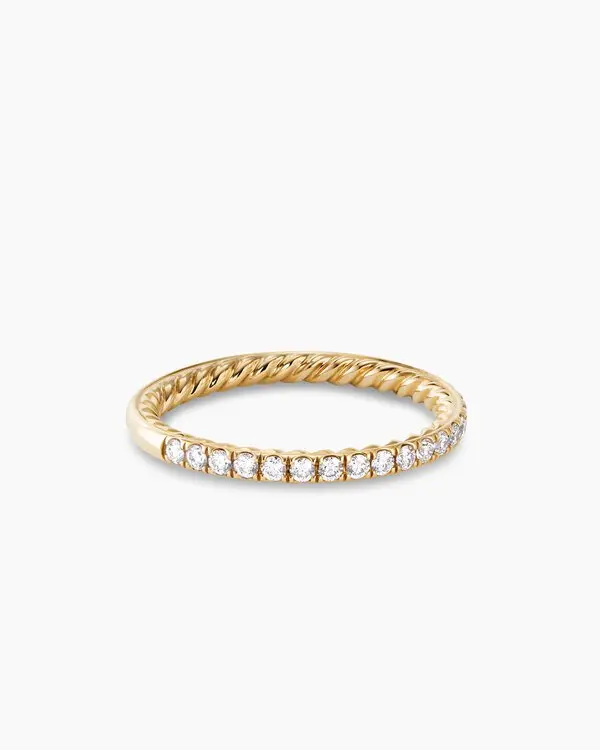David Yurman Dy Eden Band Ring In 18k Yellow Gold With Diamonds - Diamond