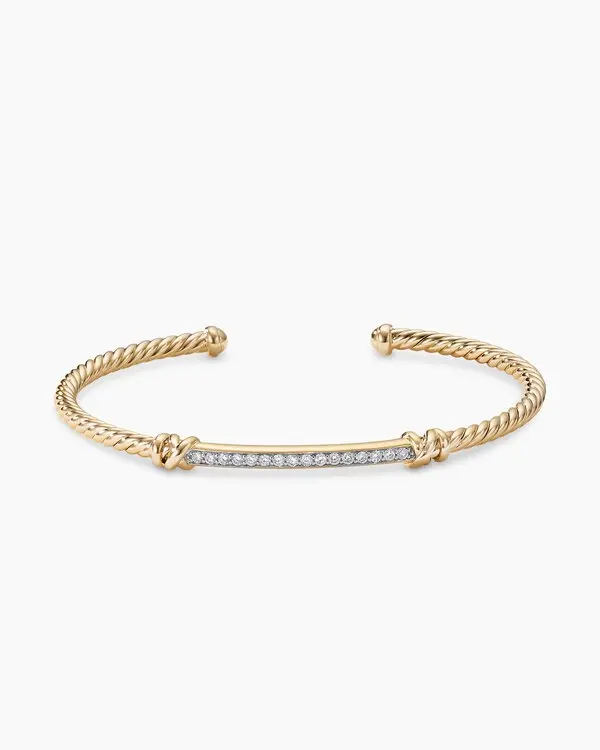 David Yurman 18k Yellow Gold Petite Helena Cablespira® Station Bracelet - Diamond