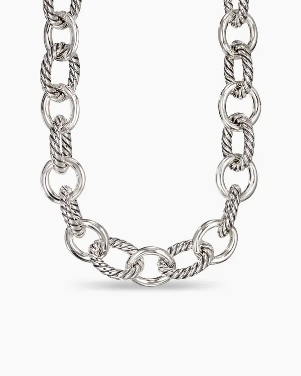 David Yurman Sterling Silver Oval Link Chain Necklace - All Sterling Silver