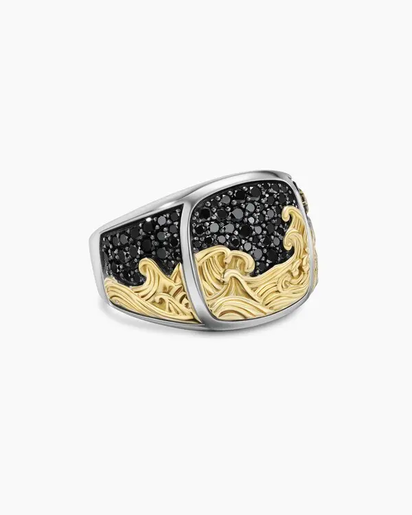 David Yurman Waves Signet Ring With Black Diamonds - Black Diamond