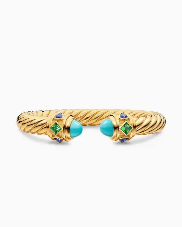 David Yurman Renaissance Cablespira Bracelet - Turquoise/tsavorite