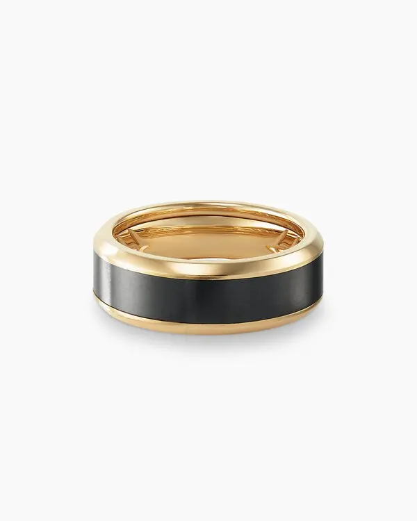 David Yurman Beveled Band Ring - 18k With Black Titanium
