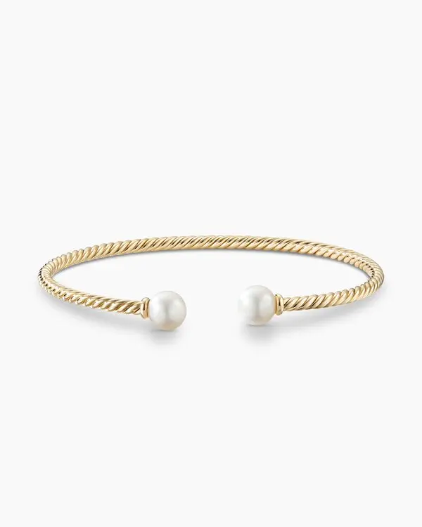 David Yurman Solari Cablespira® Bracelet In 18k Yellow Gold With Gold Domes - Pearl