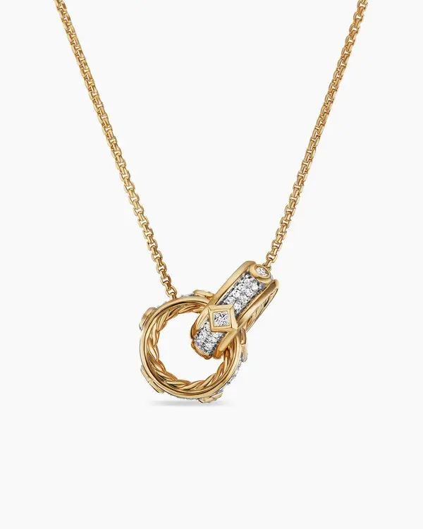 David Yurman 18k Yellow Gold And Pendant Necklace - Diamond