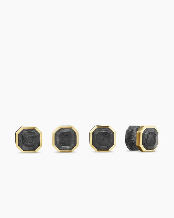 David Yurman Streamline® Tuxedo Studs In 18k Yellow Gold With - Forged Carbon