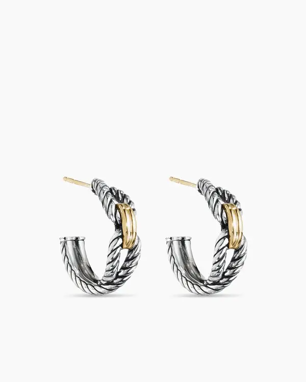 David Yurman Cable Loop Hoop Earrings - Sterling Silver/18k Yellow Gold
