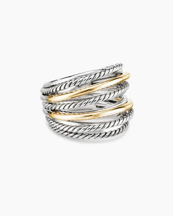 David Yurman Sterling Silver And 18k Yellow Gold Crossover Ring - Sterling Silver/18k Yellow Gold