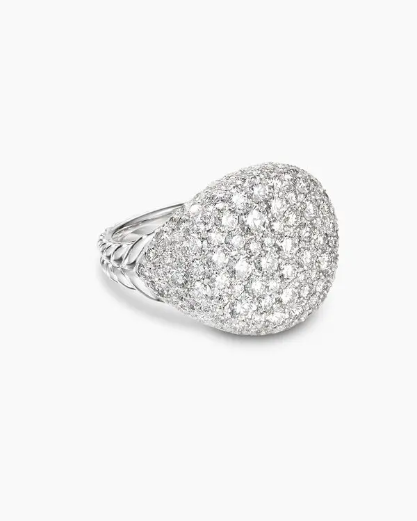 David Yurman 18k White Gold Pavé Pinky Ring - Diamond