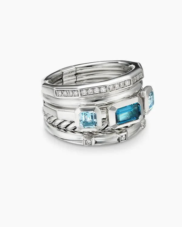 David Yurman Stax Five Row Ring - Hampton Blue Topaz
