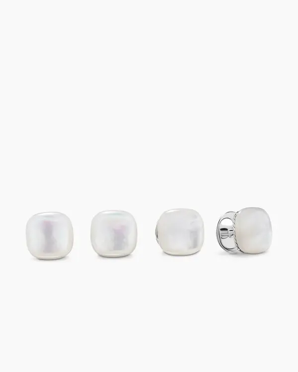 David Yurman Streamline® Cushion Tuxedo Studs In Sterling Silver With - Mother Of Pearl