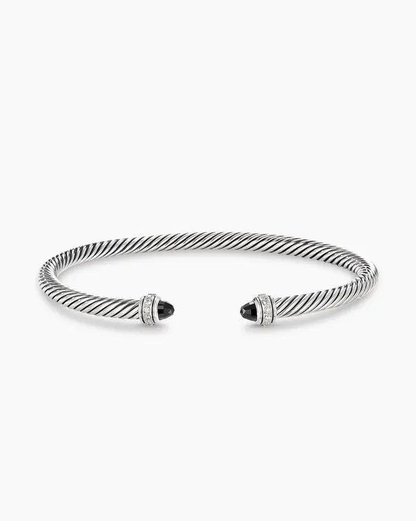 David Yurman Sterling Silver Classic Cable Bracelet With And Diamond - Black Onyx