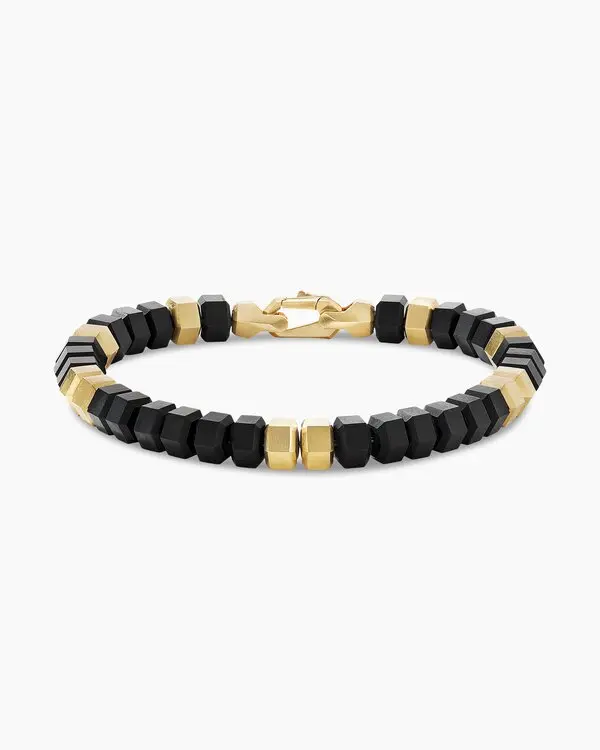 David Yurman Hex Bead Bracelet With And 18k Yellow Gold - Black Onyx