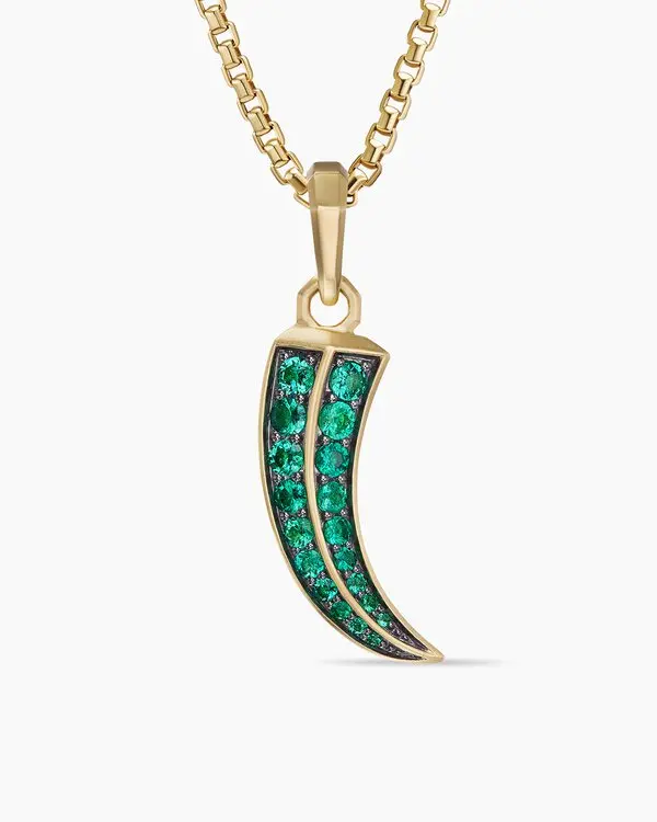 David Yurman Claw Amulet With Black Diamonds - Emerald