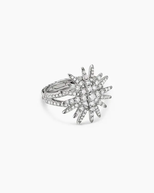 David Yurman 18k White Gold Starburst Ring - Diamond